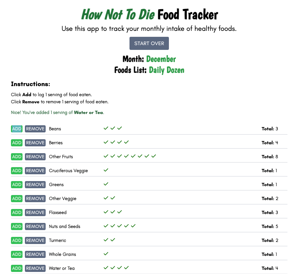 GitHub - Ly900/how-not-to-die-food-tracker: A healthy food tracker based on the foods suggested ...